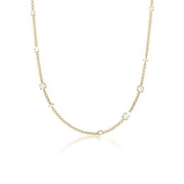 Elli Premium Damen Collierkettchen &raquo;Synthetischer Opal Wei&szlig; 925 Sterling Silber vergoldet&laquo; gold