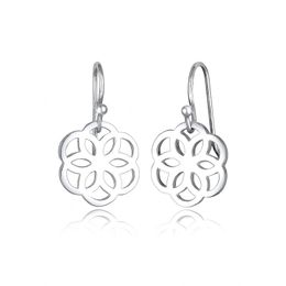 Elli Damen Paar Ohrh&auml;nger &raquo;Blume Ornament Cut-Out Flower of Life Silber&laquo; silber