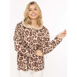 Zwillingsherz Damen Hoodie &raquo;"Leo"&laquo;, Kapuze, Animal-Muster, 3/4-Arm, Kordel, modisch S/M