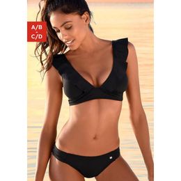 JETTE Damen JETTE Triangel-Bikini mit Volant schwarz 32, Cup A/B