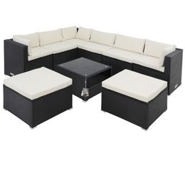 Casaria Polyrattan Ecklounge XXL Schwarz/Creme inkl Kissen