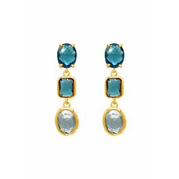 Gemshine Ohrh&auml;nger Aquamarine Oval Square Dangle in gold coloured | Gr.: onesize