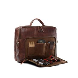 SID & VAIN SID & VAIN Leder-Laptoptasche 15" echt Leder Aktentasche 15 Zoll Laptop-H&uuml;lle braun in braun | Gr.: onesize
