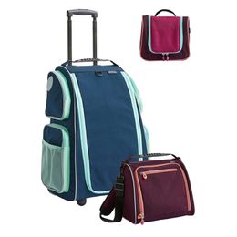 Haba Kinderkoffer Rolltrolley mit Trolleytasche und Kulturbeutel in marine-aubergine | Gr.: onesize