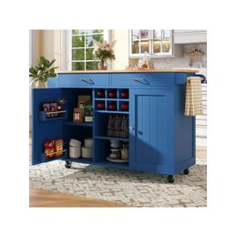 ABRIHOME Moderne K&uuml;cheninsel K&uuml;chenschrank Buffetschrank mit Stauraum, Blau | Gr.: onesize