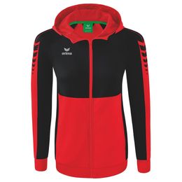 Erima Damen Six Wings Trainingsjacke mit Kapuze in rot/schwarz | Gr.: 36