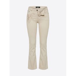 KOROSHI Baumwolle flare jeans bestickung in grun | Gr.: 34