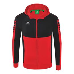 Erima Kinder Six Wings Trainingsjacke mit Kapuze in rot/schwarz | Gr.: M
