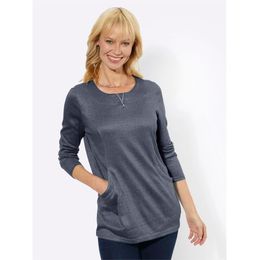 WITT WEIDEN Winter-Shirt in taubenblau-schwarz-meliert | Gr.: 52