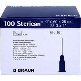 1001 Artikel Medical Sterican Kan&uuml;len Luer-Lok 0,60x25 mm Gr.16 blau 100 St