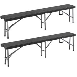 Casaria Rattanb&auml;nke Malm&ouml; 2er-Set Schwarz 180cm