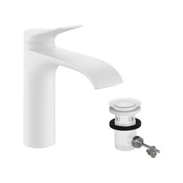 Hansgrohe Waschtisch-Einhebelmischer 110 Vivenis CoolSt mit Zugstangen-Ablaufgarnitur, mattwei&szlig; (75023700)