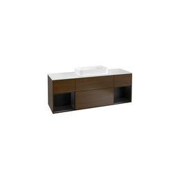 Villeroy & Boch V&B Waschtischunterschrank Abdeckplatte wh. m Finion 160x60cm, Reg bla m Lac, Walnut veneer ; Villeroy & Boch (F331PDGN)