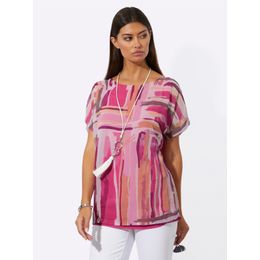 WITT Damen Chiffonbluse mit eingen&auml;htem Top, fuchsia-puder-bedruckt, Gr&ouml;&szlig;e 36