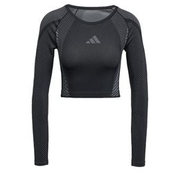 adidas Performance Funktionsshirt 'Seamless Knitted Long Sleeve' Damen Gr&ouml;&szlig;e XXXL/4XL grau / schwarz