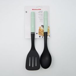 KitchenAid 2-teiliges salbeigr&uuml;nes Set aus Schlitzwender und Bratl&ouml;ffel