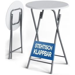 Casaria Stehtisch &Oslash;60cm klappbar Holzdekor Wei&szlig;