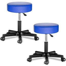 Casaria Rollhocker Kunstleder 2er-Set Blau 360&deg; drehbar