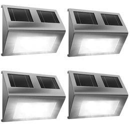 Monzana LED Solar-Wandleuchte 4er-Set Edelstahl