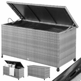Casaria Gartenbox Polyrattan Grau 117x53x60cm mit Griffen & Rollen