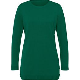 Damen Longpullover mit Seitenschlitzen gr&uuml;n, Gr&ouml;&szlig;e 38