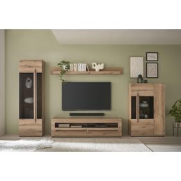 Wohnwand Inosign, B:350cm H:200cm T:42cmeiche evoke, Holzwerkstoff, Wohnzimmer, Kastenm&ouml;bel-Sets, "Cantara, moderne Anbauwand, Wohnzimmer-Set, in