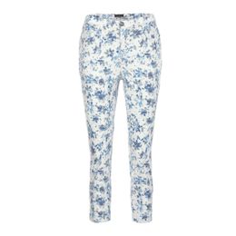 GOLDNER Damen 2-in-1-Hose "Druckhose mit ausgefallenem Blumenmuster", blau, Gr. 42, Obermaterial: 68% Baumwolle CO. 29% Polyester PES. 3% Elasthan