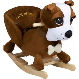 BABYGO Baby Schaukeltier "Rocker Hund", braun, Pl&uuml;sch, B:32cm H:52cm L:61cm, Schaukeltiere, mit Kufen und Griffen aus Birkenholz