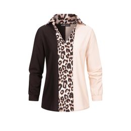 CLOUD 5IVE Damen T-Shirt "CLOUD 5IVE Colorblock Bluse mit Leo Print Streifen"schwarz, wei&szlig;, Gr. XS, animal-print, 95% Polyester, 5% Elasthan, Shirts