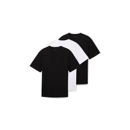 Tom Tailor Herren T-Shirt, schwarz, Gr. XXL, unifarben, Jersey, Obermaterial: 100% Baumwolle, Shirts, im Dreierpack