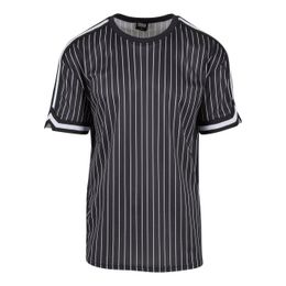 Urban Classics Damen T-Shirt "Urban Classics Herren Oversized Striped Mesh Tee"schwarz, wei&szlig;, Gr. L, gestreift, 100% Polyester, Shirts