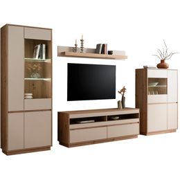 Wohnwand Home Affaire, B:342cm H:205cm T:45cmkaschmir, eiche artisan, Holzwerkstoff, Wohnzimmer, Kastenm&ouml;bel-Sets, "Sonora, moderne Anbauwand,