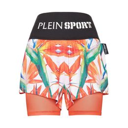 Plein Sport Shorts Damen Gr&ouml;&szlig;e 4XL grasgr&uuml;n / hellorange / schwarz / wei&szlig;