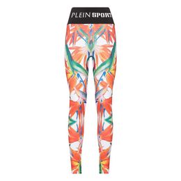 Plein Sport Leggings Damen Gr&ouml;&szlig;e XL grasgr&uuml;n / hellorange / schwarz / wei&szlig;