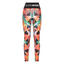 Plein Sport Leggings Damen Gr&ouml;&szlig;e 4XL hellgr&uuml;n / hellorange / dunkelorange / schwarz