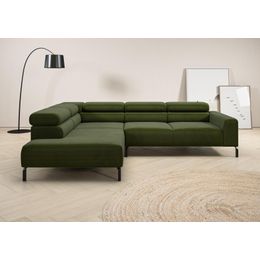 Ecksofa Home Affaire, B:276cm H:71cm T:219cm, gr&uuml;n, 95% Polyester, 5% Nylon, Wohnzimmer, Sofas, "Antonelli, L-Form, inkl. Kopfteilverstellung, Breite