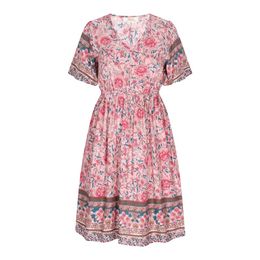Gaya Kleid 'Boho' Damen Gr&ouml;&szlig;e 38 cyanblau / schoko / rosa / altrosa Winterkleid