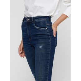 Only Damen High-waist-Jeans "ONLMILA HW SK ANK BJ374 NOOS", blau, Gr. 29, Abriebeffekte, Denim/Jeans, Obermaterial: 94% Baumwolle, 4% Polyester, 2%