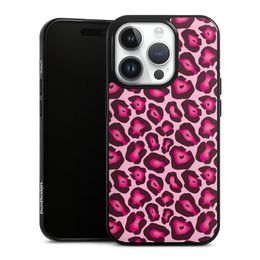 DeinDesign iPhone 14 Pro Handy Slim Case extra d&uuml;nn Silikon Handyh&uuml;lle schwarz H&uuml;lle Leopard Animal Print Leo Print Silikon Slim Case