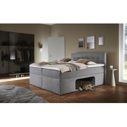 Boxbett Home Affaire, B:162cm L:210cm, grau, Komplettbetten, "Carolin", mit Nische inkl. gepolsterter Unterlage f&uuml;r Haustiere