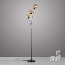 OTTO HOME Stehlampe "Nellin", 3, &Oslash; 16cm H: 185cmschwarz, glas amberfarben, Wohnzimmer, Leuchten, Stehleuchte mit gro&szlig;en Glaskugeln amberfarben oder