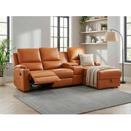 Ecksofa Home Affaire, B:240cm H:105cm T:155cm, braun, Wohnzimmer, Sofas, "NAPORI Multimediasofa, 3er Kinosessel XXL, L-Form, 3 Bezugsstoffe",