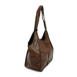 Harpa Damen Schultertasche "ZOELLA"dunkelbraun, Lederimitat, unifarben, Taschen, mit geflochtenen Henkeln