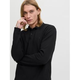 Jack & Jones JACK & JONES Herren Langarm-Poloshirt "JJEAUSTIN POLO LS NOOS", schwarz, Gr. XS, unifarben, Jersey, Obermaterial: 58% Polyester, 40% Baumwolle, 2%