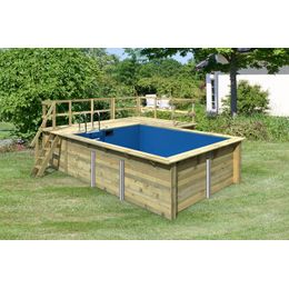 Rechteckpool Karibu, B:353cm H:124cm L:400cm &Oslash;:564cmbraun, Schwimmbecken, "Holzpool Roma B", BxLxH: 353x400x124 cm, kesseldruckimpr&auml;gniert mit 2