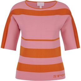 Damen Rundhalspullover, orange, Gr. 36, Sportalm KITZB&Uuml;HEL, gemustert, gestreift, mehrfarbig, Strick, Obermaterial: 62% Viskose, 38% Polyester,