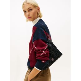 Tommy Hilfiger Damen Schultertasche "TH BRAIDED SHOULDER BAG", schwarz, Lederimitat, Taschen, Damen Tragetasche, Umh&auml;ngetasche, Abendtasche mit