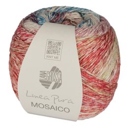 Mosaico von Lana Grossa, Graubeige/Petrol/Rosa/Himbeer/Erdbeer/Dunkelgrau, aus Baumwolle