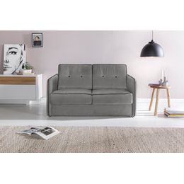Schlafsofa Home Affaire, B:147cm H:89cm T:87cm, grau, Luxus-Microfaser (100% Polyester), Wohnzimmer, Sofas, "Merina", mit zweigeteilter Bettfunktion,