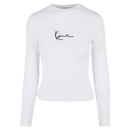 Karl Kani M&auml;dchen Langarmshirt "Karl Kani Damen KW-LS012-002-01 SMALL SIGNATURE RIB LS WHITE"wei&szlig;, Gr. M, 97% Baumwolle, 3% Elasthan, Shirts